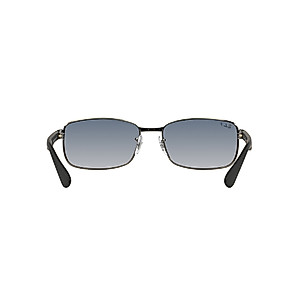 Ray-Ban RB3478 Rectangular Sunglasses, Gunmetal Frame/Blue Polarized Lens, 60 mm