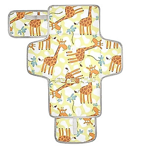 Bulletgxll Cute Giraffe Flower Portable Diaper Changing Pad Waterproof Changing Pad with Baby Tissue Pocket and Magic Stick for Newborn Baby.