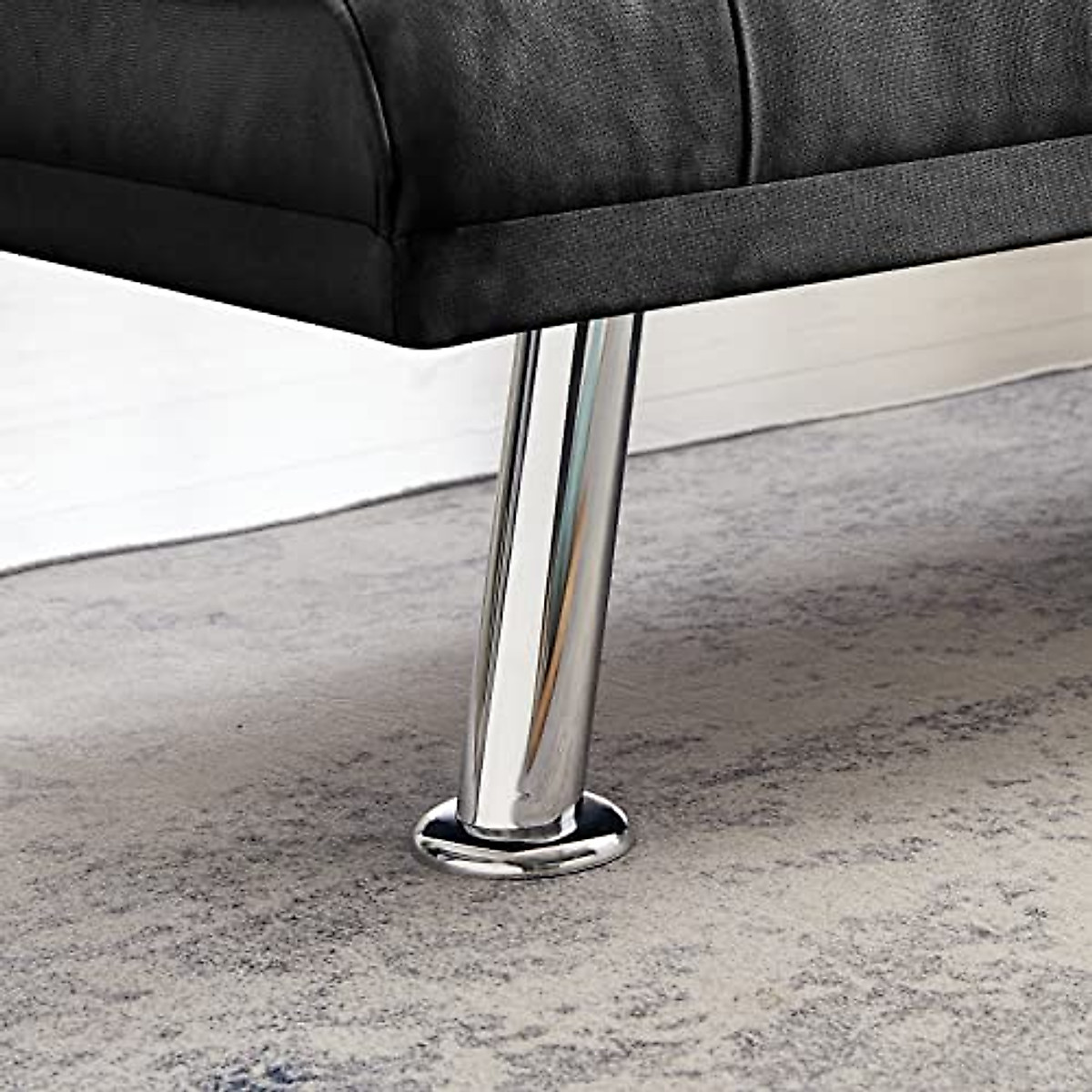 Eafurn Convertible Sofa Bed, Adjustable Modern Futon Couch-Breathable Fabric Folding Lounge Loveseat Reversible Daybed Easy to Clean-Ideal for Bedroom, Dark Gray Linen