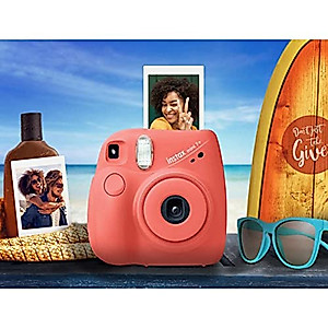 FujiFilm Instax Mini 7+ Light Coral Bundle (10 Film Pack)