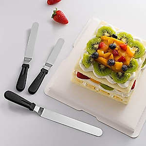 TACGEA Icing Spatula, Offset Spatula for Cake Decorating, Baking, Angled Frosting Spatula with 6, 8 10 inch Stainless Steel Blade, Set of 3