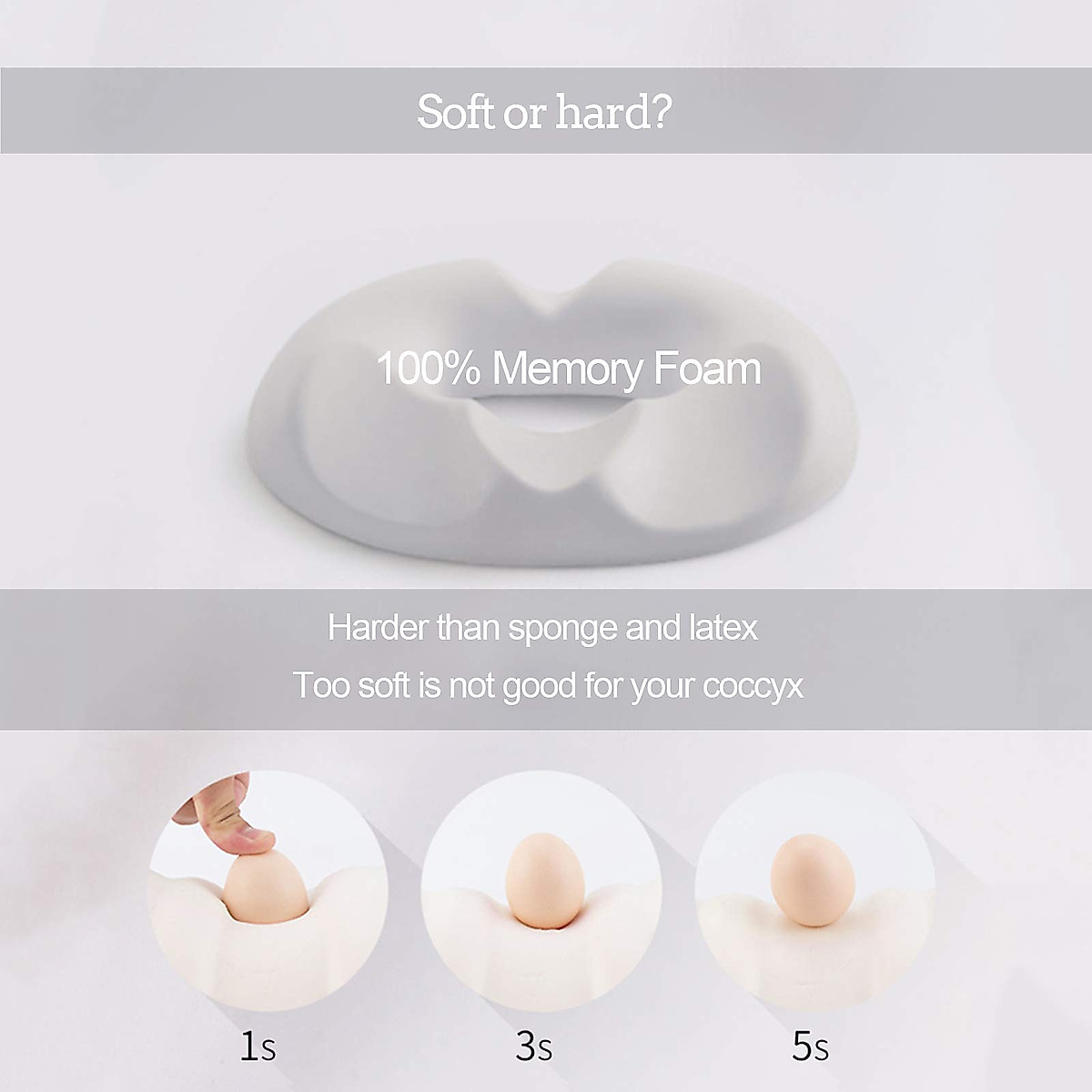 LittleJimmy Donut Pillow, Large Seat Cushion for Relief Tailbone Pain, Hemmoroid Treatment, Bed Sores, Prostate, Coccyx, Sciatica, Pregnancy, Postpartum, Ergonomic Design (Velour Cover for Male)