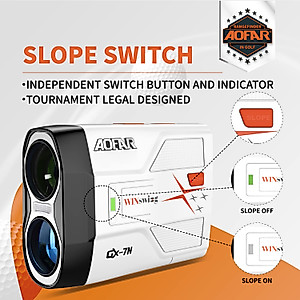 AOFAR GX-7N, High-Precision Golf Rangefinder with Slope Switch, Continuous Scan, Flag-Lock, 800 Yards, Waterproof, Accessories Included, White, Model GX-7N