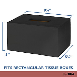 Ilyapa Wood Tissue Box Cover Rectangular - Rustic Farmhouse Black Wooden Tissue Holder