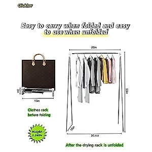 Gicklov Portable Garment Rack, Travel Folding Clothes Rack for Camping, Dancing, Outdoor, Indoor,Dorm,Hotel,Drying,A Portable Clothing Rack (New Upgrade) + 4 Folding Hangers+3 Storage Bags (White)