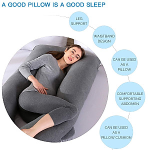 MINGPINHUIUS Pregnancy Pillow U Shaped Full Body Maternity Pillow for Sleeping, 57 Inch Pregnant Women Pillow with Removable Velvet Cover (Black Grey)