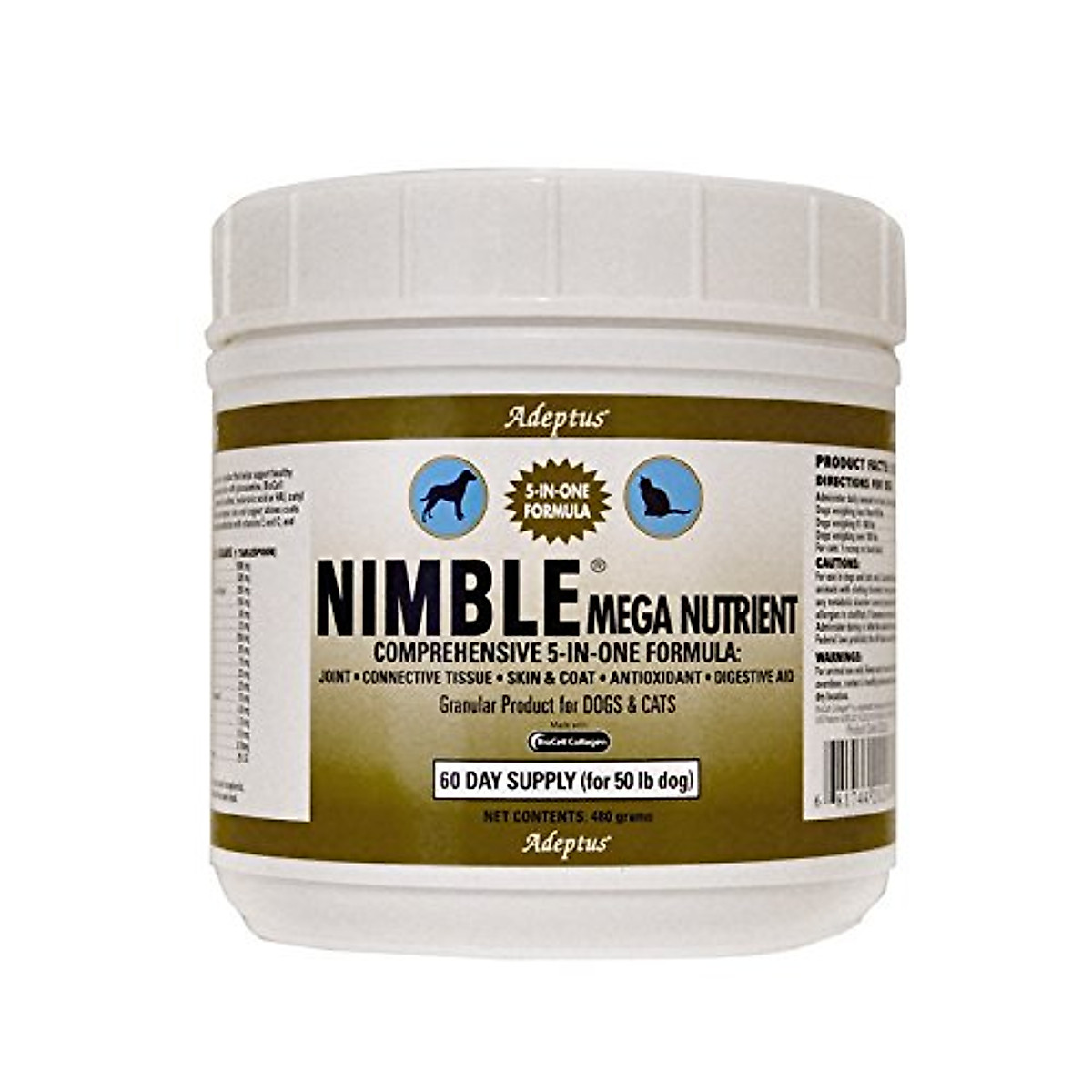 Adeptus Nutrition Nimble Mega Nutrient Pet Food, 480 G/5 X 5 X 4.5"