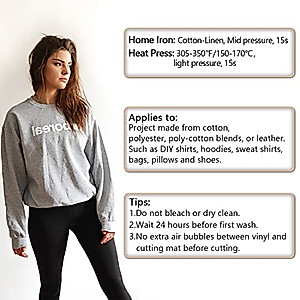 HTV Vinyl Roll, White Iron On Vinyl 12in x 9ft HTV Heat Transfer Vinyl for All Cutter Machine