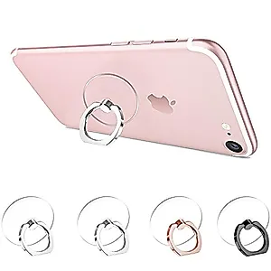 Jsoerpay Cell Phone Ring Holder, Transparent Ring Holder 360°Rotation Finger Ring Stand, Clear Cell Phone Kickstand Compatible with Most of Phones, Tablet and Case, (2Silver+1Black+1Rose Gold)