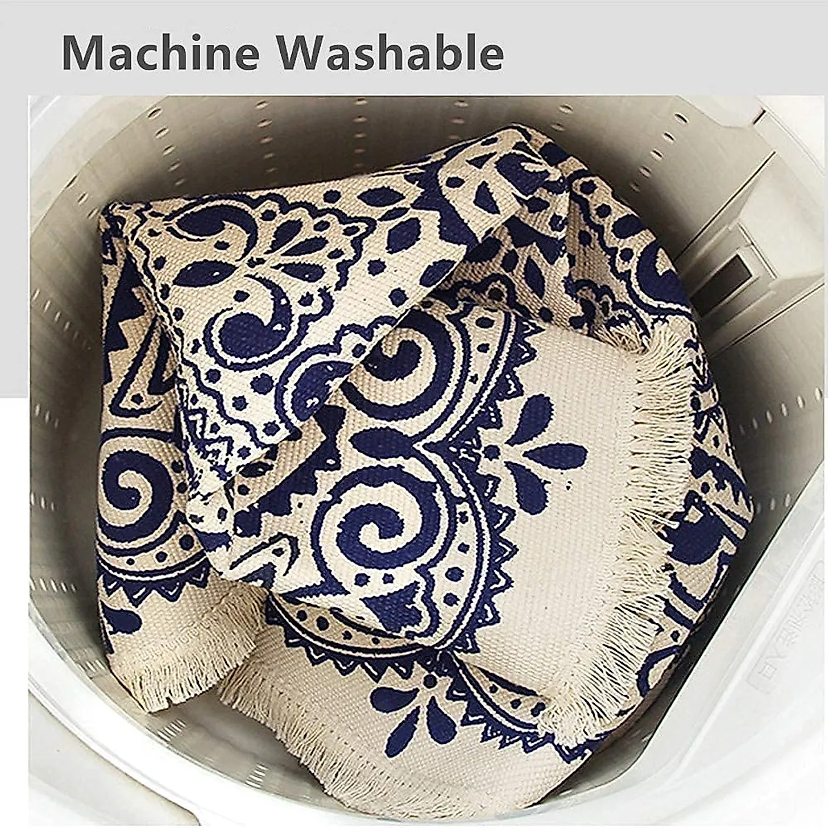 LIULA 3Ft Round Cotton Area Rug,Shapes Chic Decorative Boho Mandala Circle Rug with Tassels, Washable Indoor Floor Throw Area Rug for Living Room, Kid Playroom, Nursery Room