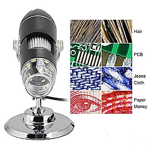 FASJ Computer USB Camera, Adjustable Macro Lens Digital Microscope, 1600X for Dynamic Video Recording Taking Photos