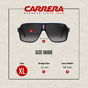 Carrera CA1001/S 08RU/9O 62M Blue Red/Dark Gray Gradient Plastic Aviator Sunglasses For Men For Women + BUNDLE with Designer iWear Eyewear Kit