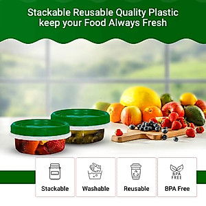 [Green - 12 Pk] Airtight Deli Containers with Lids Twist Lock Top Clear Food Storage for Meal Prep Snacks and Leftovers Freezer and Microwave Safe Stackable Leak-Resistant and 12 Pc. Set (8 Ounce)