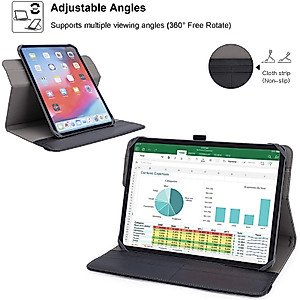 GoodCase 9-10.9 Inch Universal Tablet Case, Protective Cover Stand Folio Case for 9" - 10.9" Inch Android Touchscreen Tablet, with 360 Degree Rotatable Kickstand and Multiple Viewing Angles (Black)