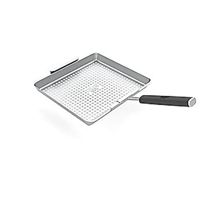 Yukon Glory BBQ 'N Serve™ Wide BBQ Grill Basket The Grilling Basket Includes a Clip-On Handle - Perfect Grill Baskets for Outdoor Grill Vegetables or Fish Basket & Meat