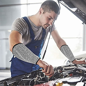 5 Pairs Cut Resistant Arm Sleeve Forearm Protection Sleeves Level 5 Protection Bite-Proof Arm Protectors Safety Arm Guard for Men Women(21CM)