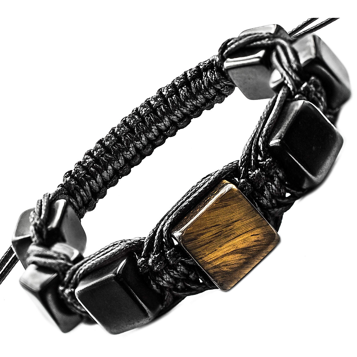 Shungite Bracelet with Tiger Eye Brutal Arachne Macrame Brided Bracelet