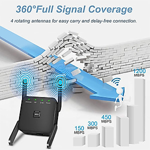 2023 Newest WiFi Extender, 1200Mbps WiFi Repeater, Mini WiFi Booster, Dual Band Internet Booster with Ethernet Port, WPS Button Quick Setup, Home Wireless Signal Booster Covers up to 3000Sq.ft