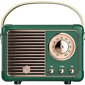 SpringFlora Retro Bluetooth Speaker, Cute Small Bluetooth Speakers Portable Wireless for Indoor Outdoor Vintage Home Office Decor, Perfect for Party Desk Kitchen Hiking Beach Travel Gift Ideas Green