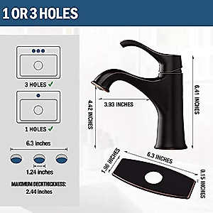 HGN Single Handle Bathroom faucets,Bathroom Faucets for Sink 1 Hole,Washbasin Faucet with Deck,Oil Rubbed Bronze,Without Pop Up Drain