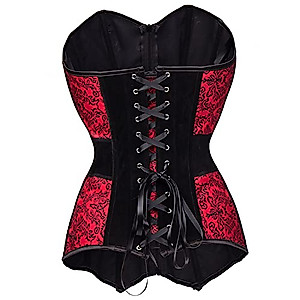 JDHUFEI Women's Faux Leather Bustier Corset Medieval Embroidered Corset Waist Bustier Steampunk Waist Cincher Costume