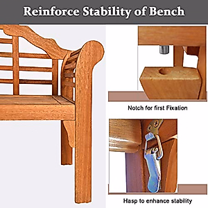 Tangkula Outdoor Eucalyptus Wood Folding Bench, 4 Ft Foldable Solid Wood Garden Bench, Two Person Loveseat Chair for Garden, Patio, Porch, Poolside, Balcony, Teak (Natural)