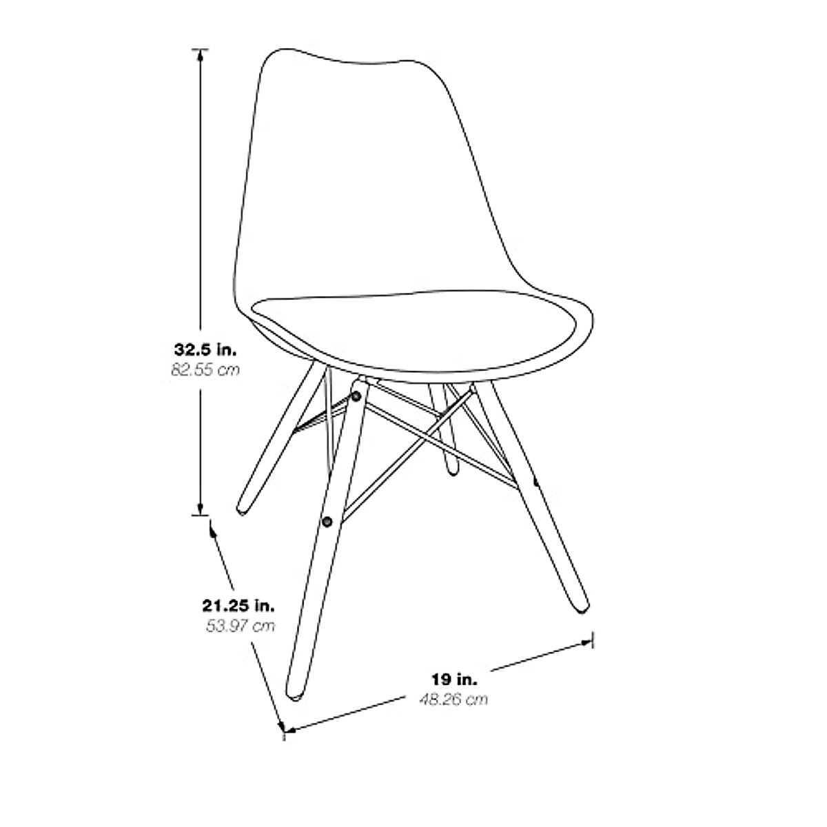 OSP Home Furnishings Allen Dining Chair with Natural Wood Legs, Grey