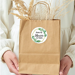 50 PCS from My Shower to Yours Favor Stickers - Thank You Stickers for Baby and Bridal Wedding Shower Round Circle Party Favor Stickers.