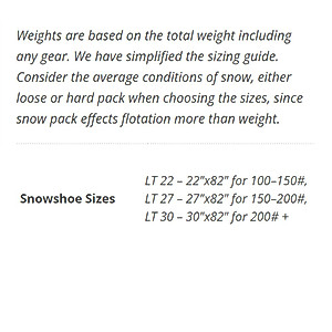 Whitewoods LT30 Adult Aluminum Alloy Back Country Touring Snowshoes, 200+lbs, Blue, LT 30 – 30"x82" for 200+lbs