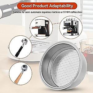 Stainless Steel Coffee Filter, 51mm Double Layer Pressurized Filter Basket Espresso Filter Basket for Portafilter Coffee Machine(Double Cup)