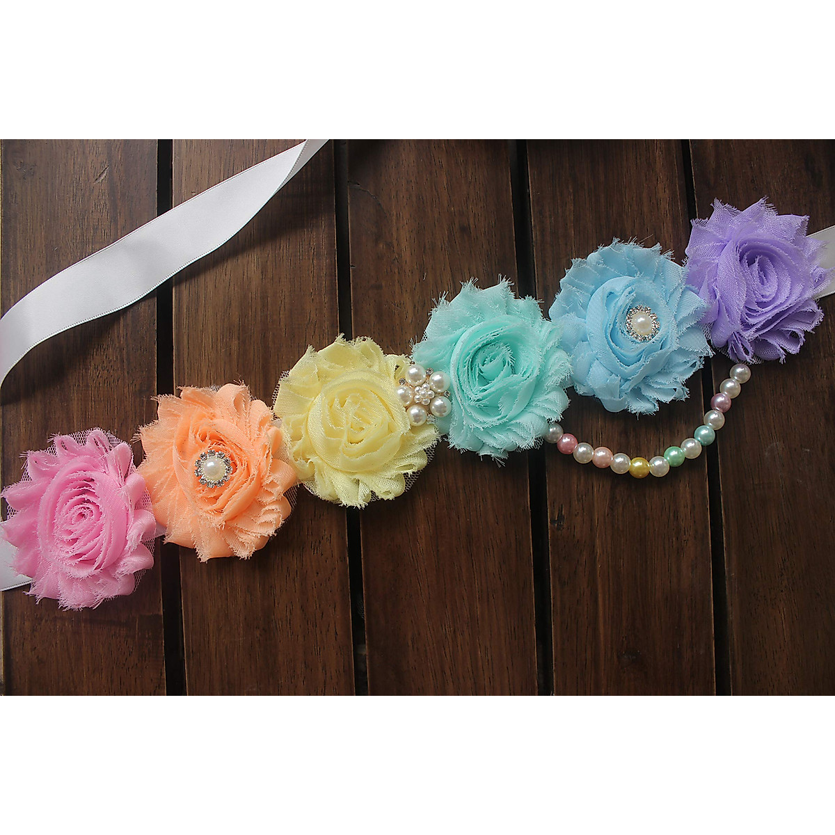 nania original design rainbow materinity sash pregancy sash for baby shower (pastel rainbow)