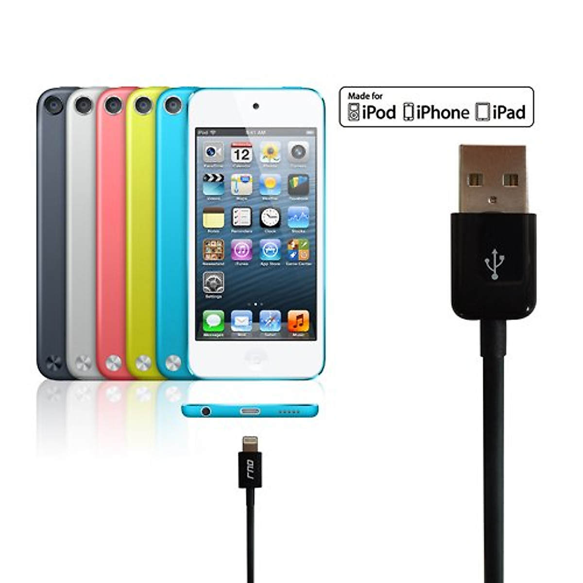 RND Apple Certified Lightning to USB 1.5FT Cable for iPhone (Xs, XS Max, XR, X, 8, 8 Plus, 7, 7 Plus, 6, 6 Plus, 6S, 6S Plus) iPad (Pro, Air, Mini) and iPod (1.5 feet/.5 Meter/Black)