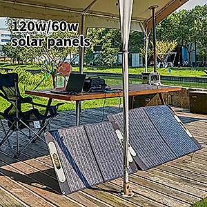 BLUERISE 60W Solar Panel Monocrystalline ETFE Cover Portable Foldable Solar Charger for Portable Power Station Generator, iPhone, Ipad, Laptop USB QC 3.0, Typc C Output for Outdoor Camping Van RV Trip