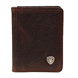 Ariat Men's Shield Concho Rowdy wallets Bifold Flip, Brown, One Size