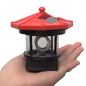 PXRJE Solar Lighthouse，LED Solar Powered Lighthouse，IP65 Waterproof LED Solar Hanging Lamp，360 Degree Rotatable Outdoor Solar Light，Suitable for use in courtyards, lawns, etc(Red,3.74inch)