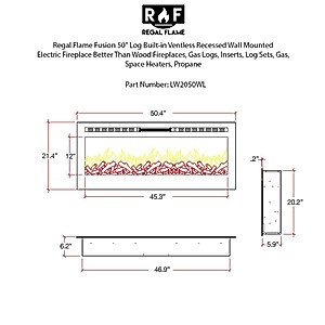 Regal Flame Fusion 50Ó Log Built-in Ventless Recessed Wall Mounted Electric Fireplace Better Than Wood Fireplaces, Gas Logs, Inserts, Log Sets, Gas, Space Heaters, Propane