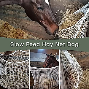 FLKQC Full Day Slow Feed Hay Net Bag Horse Feeding Large Feeder Bag with Small Holes Feed Horse Reduces Horse Feeding Anxiety and Behavioral Issue(36" Length x 23.6" Width)