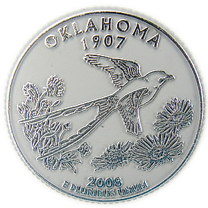 Oklahoma State Quarter Magnet by Classic Magnets, 2.5" Diameter, Collectible Souvenirs Made in The USA