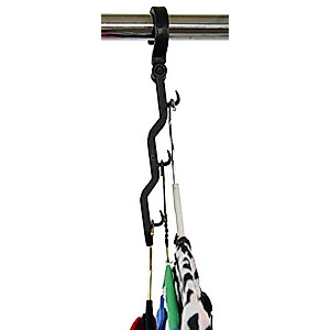 HOME-X Multifunctional Vertical Hanger, Closet Organizer, Space-Saving Shirt and Pants Hanger, Cascading Hooks for Hangers, 9 ½" L x 2" W x ¾ H, Set of 3, Black