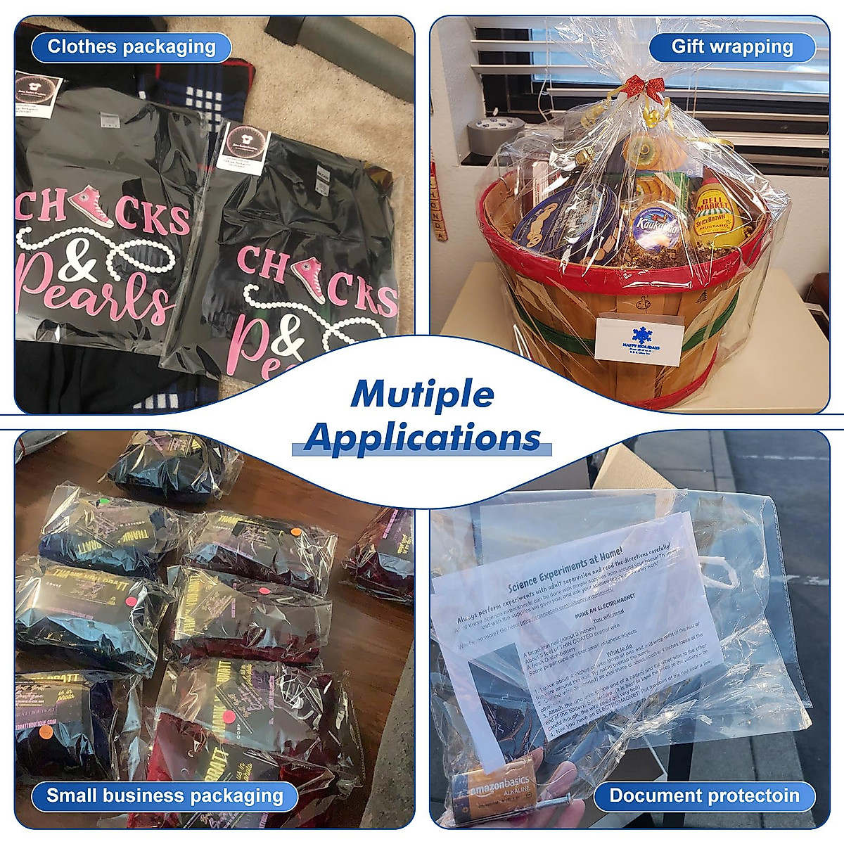 14 x 20 inches Large Resealable Cellophane Bags, 100ct Plastic Clear Self-sealing Gift Bags Self-Adhesive Sealing Plastic Cello Bags in Bulk for Gifts and Clothes, Basket Gift Bags, 100 pcs