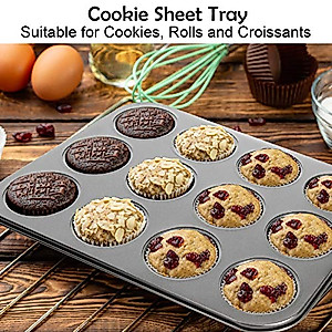 Giantex 10-Piece Nonstick Bakeware Set, Round and Square Baking Pans, Baking Sheets, Chip and Pizza Pan, Crisper Pan, Roasting Trays, 12-Cup Muffin and Loaf Pans, Cookie Sheet, Steel Baking Set