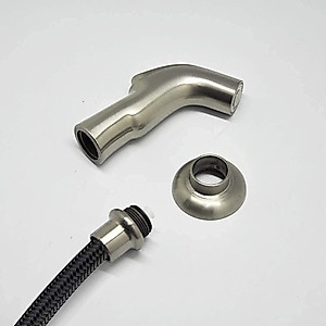 Brushed Nickel Kitchen Sink Side Sprayer Replacement + Brushed Nickel Kitchen Sink Faucet Head with 2 Ball Joint, 4 Spray Models