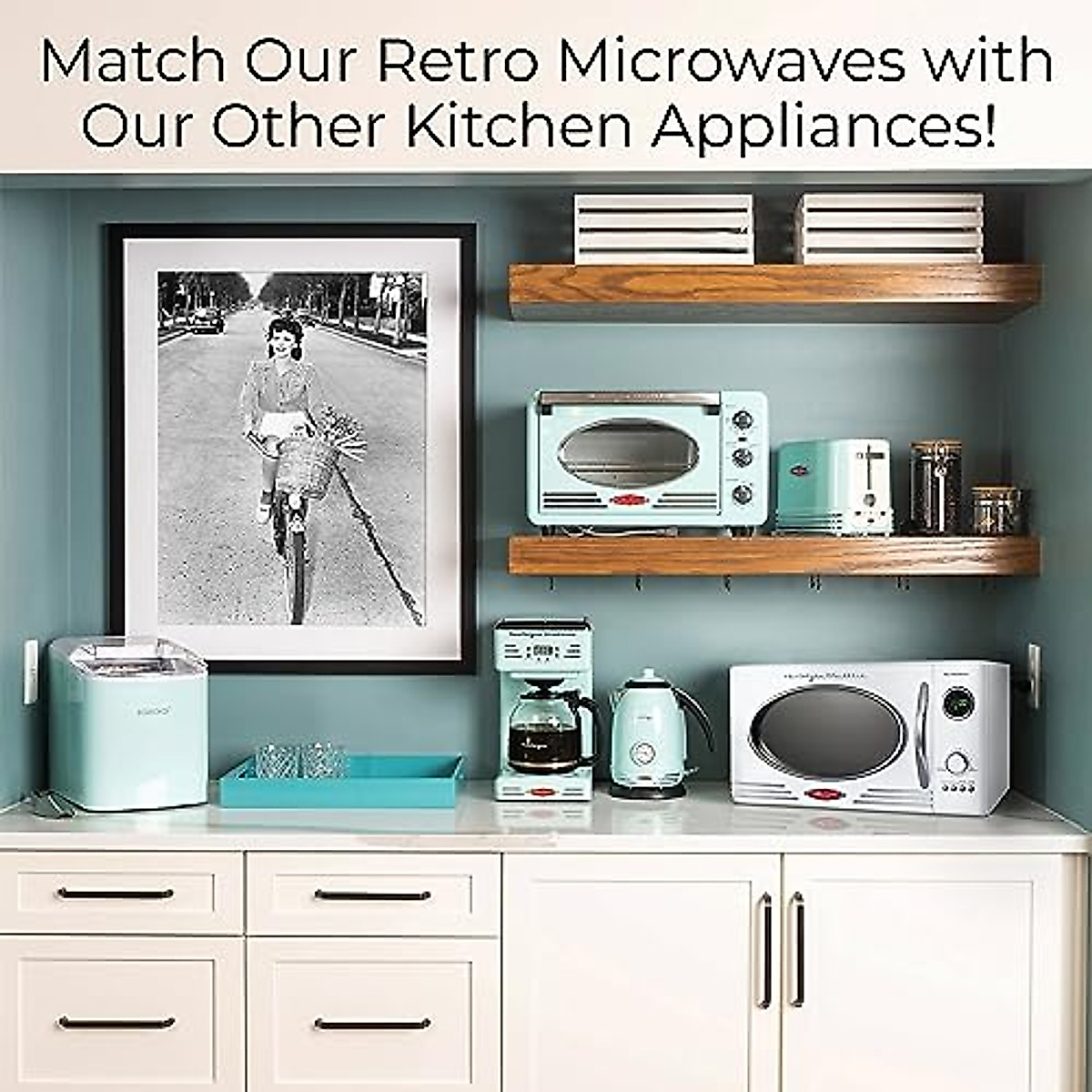Nostalgia Retro Microwave - Countertop Microwave Oven - Includes 12 Pre-Programmed Settings and Digital Clock - 0.9 CU Ft. - 800 Watts - White