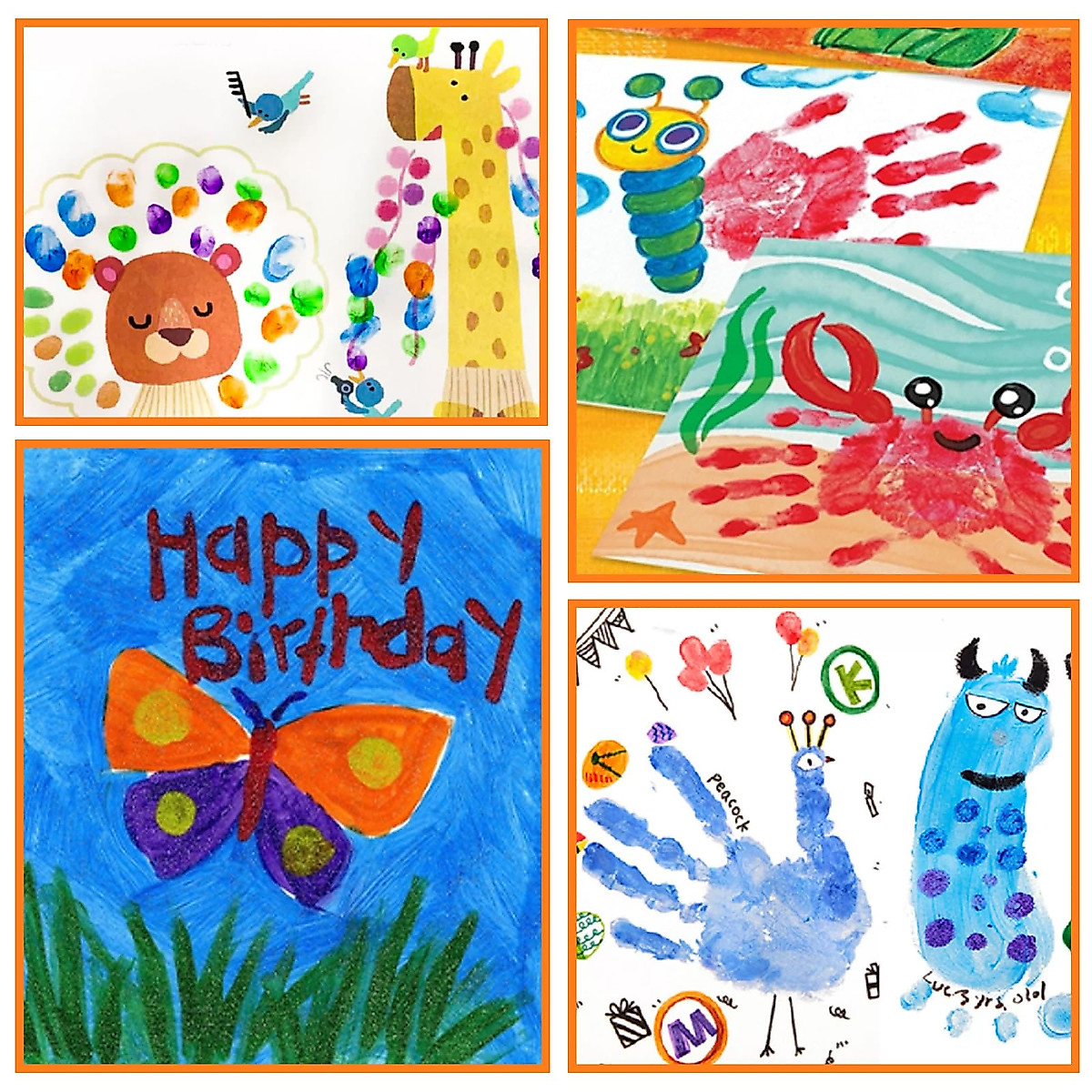 ABEIER Washable Finger Paint Kit for Toddlers, 12 Colors with Paint Tools, Safe Non-Toxic, Baby Safe Paint for Hand and Feet, Mess Free Art Supplies for Kids, DIY Crafts, Kids Gifts, Ages 3+