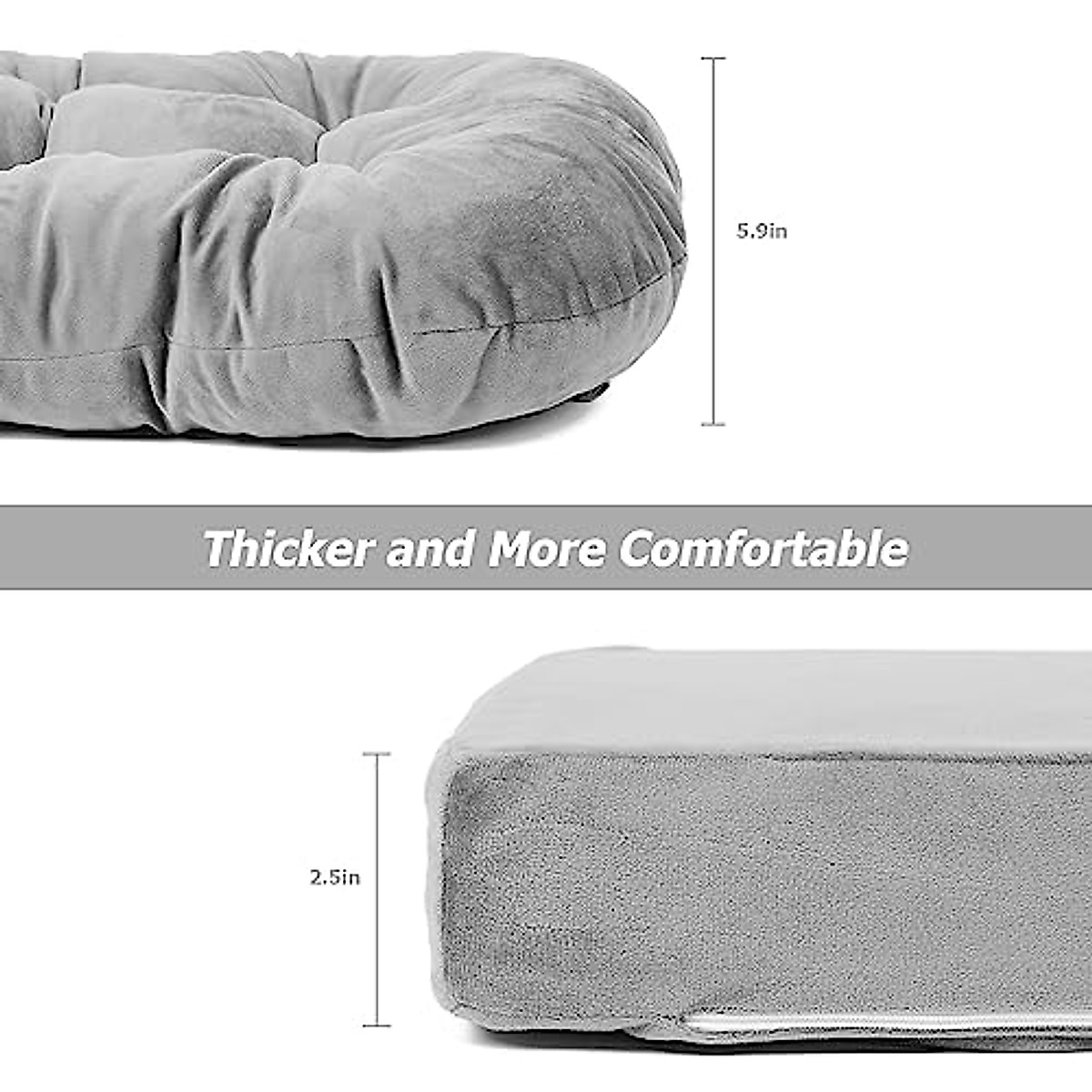 Osunnus 5PCS Rocking Chair Cushion Set Velvet Glider Rocker Replacement Cushions with Storage for Nursery Glider Rocking Chair, Gray