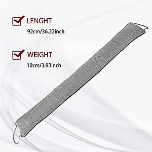 Upgraded Under Door Draft Guard 36inch, Air Stopper Noise Blocker Heavier Bottom Insulation with Hanging Loops Easy Storage (Grey, Cotton)