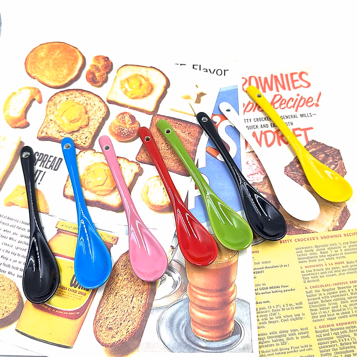 8PCS 5" Ceramic Soup Spoons Porcelain Spoons for Desserts Coffee Tea Yogurt Ice-cream Appetizers Spoon