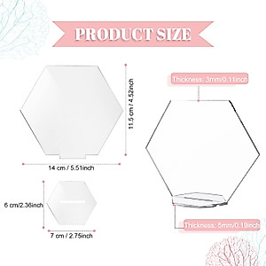 10 Pack Large Acrylic Hexagon Blank Table Stand, DIY Geometric Clear Plexiglass Number Sign Holder with Gold & Silver Marker Metallic for Modern Wedding Reception, Centerpiece Decoration Event Party