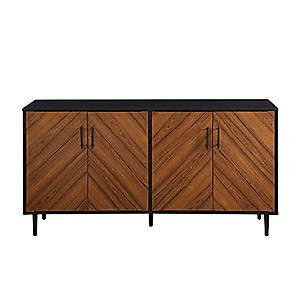 Walker Edison Fehr Modern 4 Door Bookmatch Buffet, 58 Inch, Black