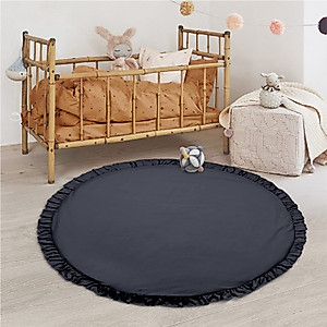 ABREEZE Baby Cotton Play Mat Soft Crawling Mat White Detachable Washable Game Blanket Floor Playmats Kids Infant Child Activity Round Rug Home Room Decor